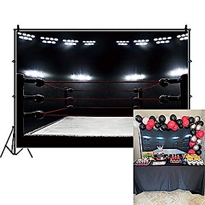 DASHAN 6x4ft Polyester Boxing Backdrop Boxing Ring Boxing Birthday Athlete Competitor Contest Arena Infighter Boxer Photography Background Sports Boxing Theme Party Gym Boys Men YouTube Photo Props