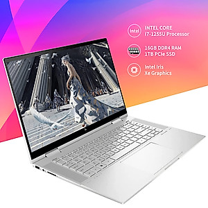 2022 HP Envy X360 2-in-1 15.6" FHD Touchscreen Laptop Computer, Intel Core i7-1165G7, 16GB RAM, 512GB PCIe SSD, Backlit Keyboard, Iris Xe Graphics, B&O Audio, Windows11, Silver, (Renewed)