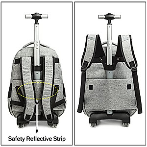 MOHCO Rolling Backpack 18inch with Lunch Bag and Pencil Case Wheeled School Bookbag for Boys and Girls