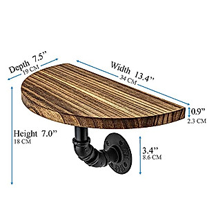 Clarke`s Decor Floating Shelves for Wall - Hanging Shelves Set of 2. Wall Mounted Shelves with Industrial Pipes. Rustic Wood Shelves for Bedroom, Living Room, Bathroom or Small Wooden Display Shelf