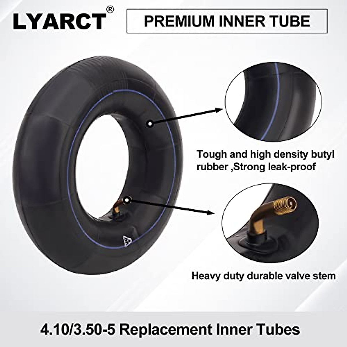 LYARCT 4.10/3.50-5 Inner Tube with TR87 Replacement for Hand Trucks Dollies Wheelbarrows Lawn Mowers Trailers Lawn Garden Utility Tire Tractors snow blower wagons Carts Garden Go Karts
