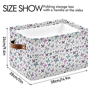 Kigai Storage Basket Butterfly Storage Bin with Handle, Large Storage Cube Collapsible for Shelves Closet Bedroom Living Room 1PC