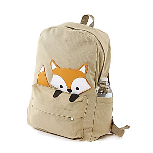 unison gifts 85120CN-KH Peeking Baby Fox Canvas Backpack, One Size, Multicolor