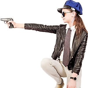 Gejoy 4 Pieces Secret Service Costume Cosplay Set Security Earpiece Earplugs Acoustic Tube Ring Bearer Headset and Sunglasses Ring Wedding Bearer Security (Black Glasses Frame)