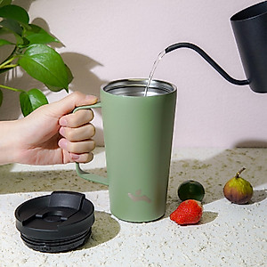 Konokyo Insulated Tumbler with Handle and Straw, 18 OZ Travel Coffee Mug Stainless Steel Cup Metal Water Bottle,Camp Green