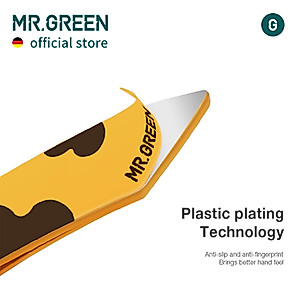 MR.GREEN Curve Handle Eyebrows Tweezers Professional Fine Hairs Removal Puller Makeup Tools Stainless Steel Beauty Clips Removal (Light Yellow)