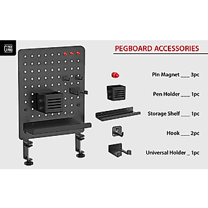 G-PACK PRO Clamp-on Desk Pegboard, Standing Desk Accessories for Office, Gaming Desk Organizer, Privacy Panel for Desk, Work Desk Organizer, 16.5 x 12.5-inch, S1 Black