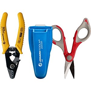 Jonard Tools TK-350 Fiber Optic Stripper & Kevlar Shears Kit – Featuring Molded Pouch to Securely Hold 3 Hole Fiber Stripper and Kevlar Cutting Shears – Ideal for Fiber Technicians