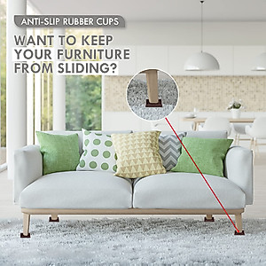 VOCOMO 2X2 Rubber Caster Cups, Non Slip Furniture Pads, Anti-Slip Gripper, Anti Skid Furniture Feet, Anti Slide Floor Protector for Bed Couch Table Chair Stoppers - 4 Pack, Black