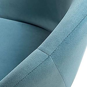 Luxe Office Velvet Task Chair, Comfy Curved Back Ergonomic Design Plush Thickened Seat | Home Desk Gaming, Metal Five-Pronged Base with Wheels | Seat Height Adjustable & Swivel, Sky Light Blue