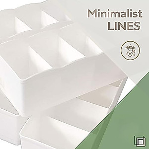 Uncluttered Designs Drawer Dividers (5 Set) Handy Stackable Organizers in Durable Plastic For Your Underwear, Crafts, Baby Clothes & Office Storage (White)