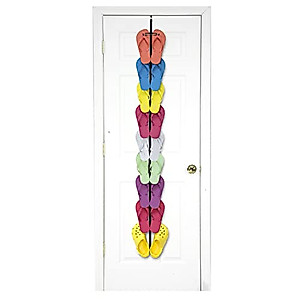 Flip Flop Rack Organizer | Holds 9 Pairs | Over Door Organizer | Shoe Hanger | Space Saving Shoe Rack | Shoe Rack Entryway | Adjustable Hooks | Organize Flip Flops, Sandals, and Crocs | Black