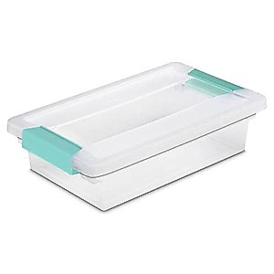 Sterilite Small Clip Box Clear Stacking Storage Tote Container with Latching Lid for Home & Office Organization and Storage Solution, 18 Pack
