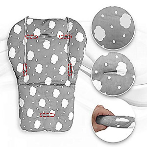 Twoworld High Chair Cushion, Large Thickening Baby High Chair Seat Cushion Liner Mat Pad Cover Breathable (Gray Clouds)