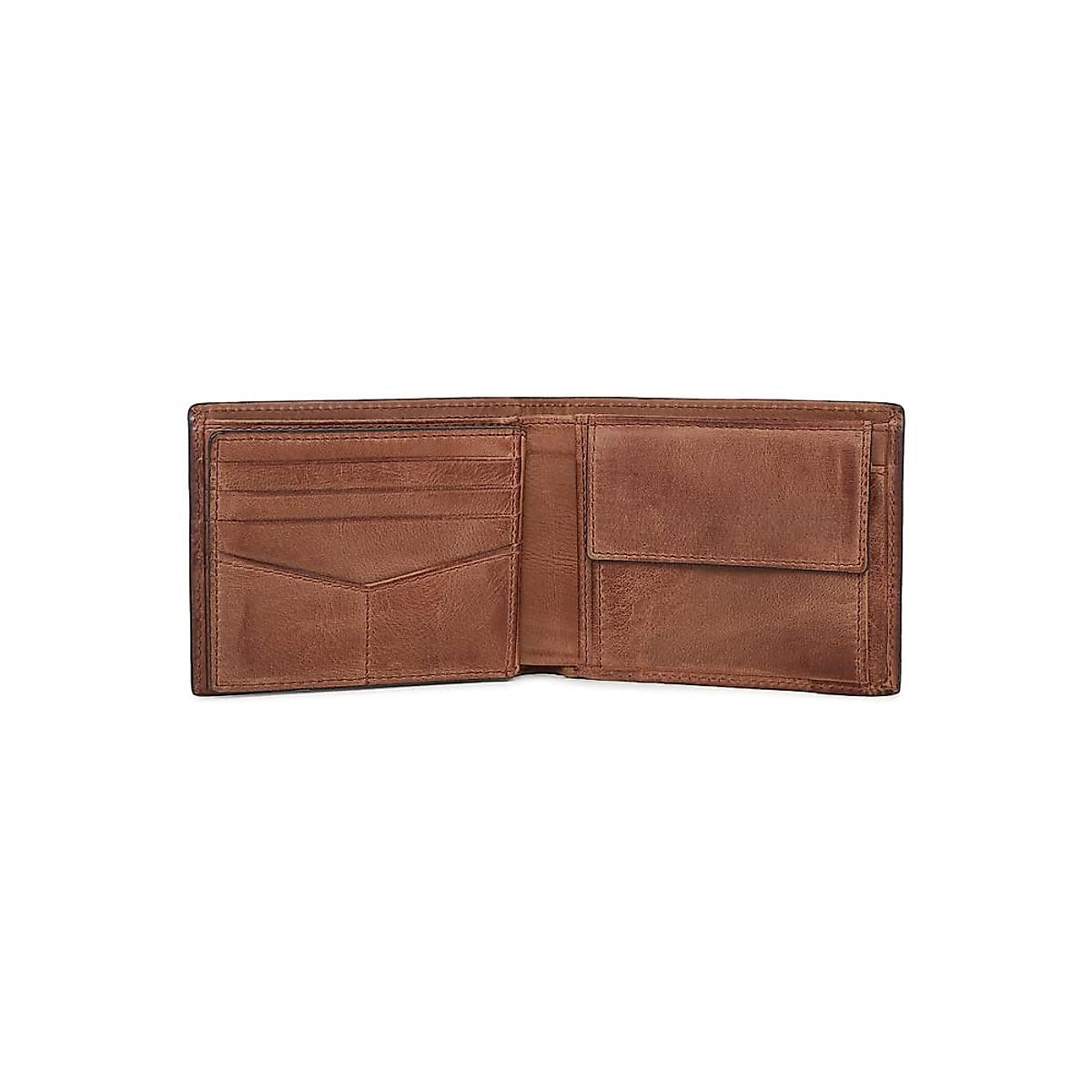 Fossil Men's Derrick Leather RFID-Blocking Bifold with Coin Pocket Wallet, Brown, (Model: ML3687200)