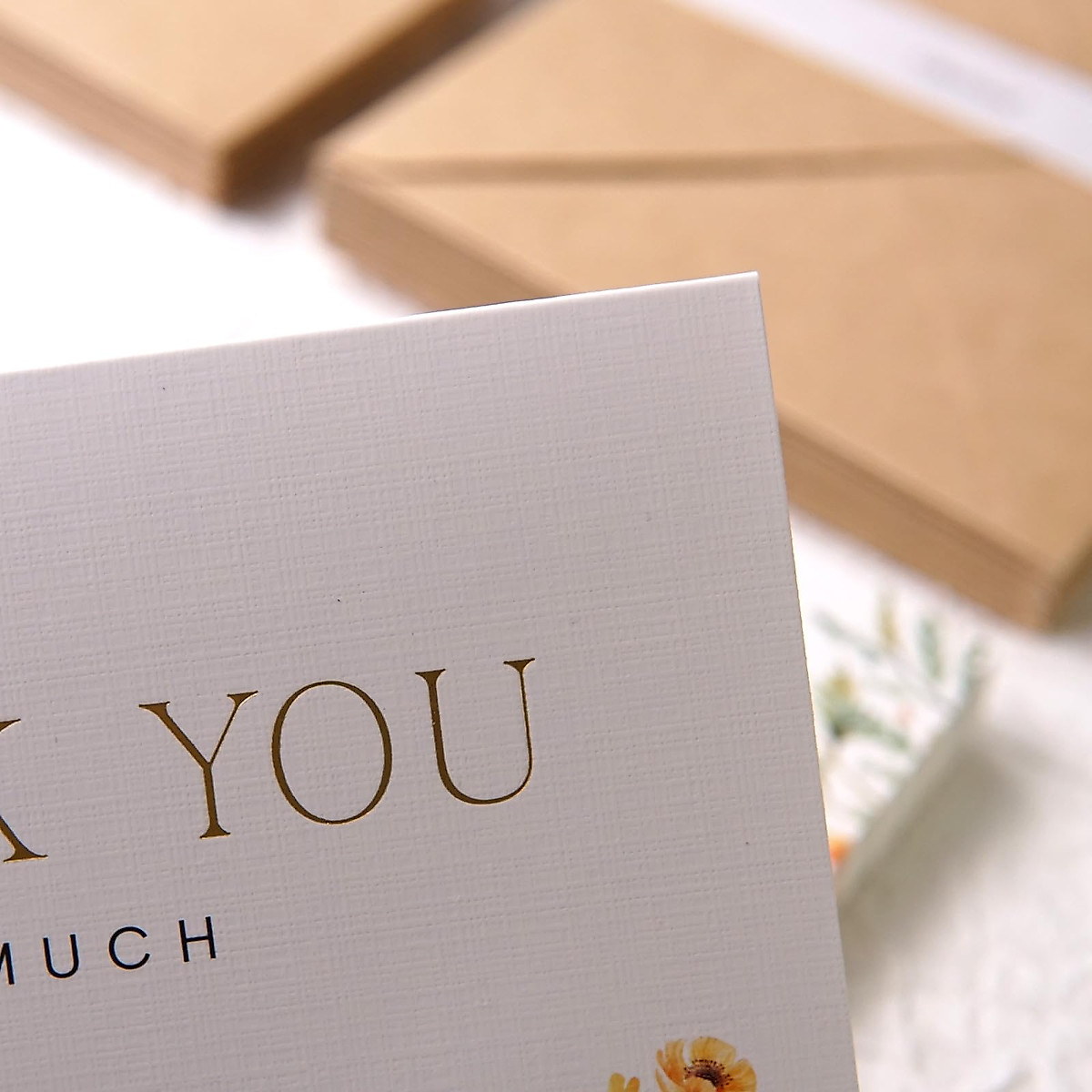 Liheheca Wildflower Thank You Cards with Envelopes,24 Pack Bulk,4x6 Inch,Kraft Envelopes,Wax Seal Stickers,Flower Greeting Cards for Baby Shower,Bridal Shower