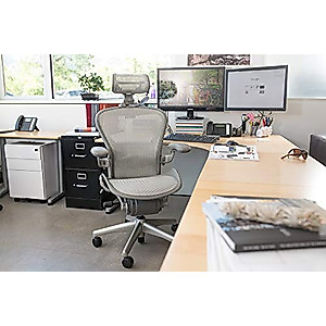 The Original H3 Zinc Headrest for Herman Miller Aeron Chair Plus Casters | Colors and Mesh Match Classic Aeron Chair 2016 and Earlier Models | Aeron Chair Not Included