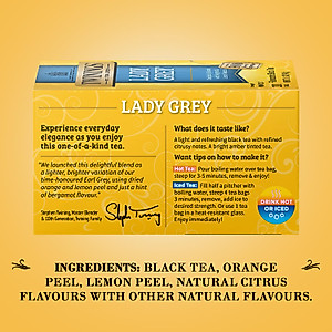 Twinings Lady Grey Tea - A Fresh, Uplifting Black Tea with Orange Peel, Lemon Peel, and Natural Citrus Flavours, Caffeinated Tea Bags, Individually Wrapped, 20 Count (Pack of 3)