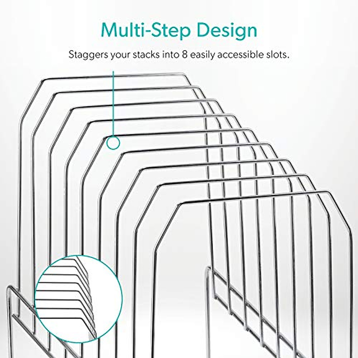 Mindspace Multi Step File Organizer | Stackable Letter Tray | File Holder | The Wire Collection, Silver