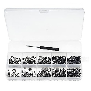 500Pcs M2 M2.5 M3 KM Screw Black Zinc Plated Flat Head Phillips Screws Laptop Notebook Computer Screws Set Kit Carbon Steel Screws Black zinc Plated