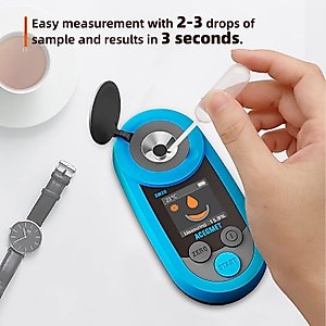 Digital Brix Refractometer, ACEGMET Automatic Temperature Compensation Brix Refractometer Range 0-53%, ±2 PSU Accuracy, 1 PSU Resolution Brix Meter