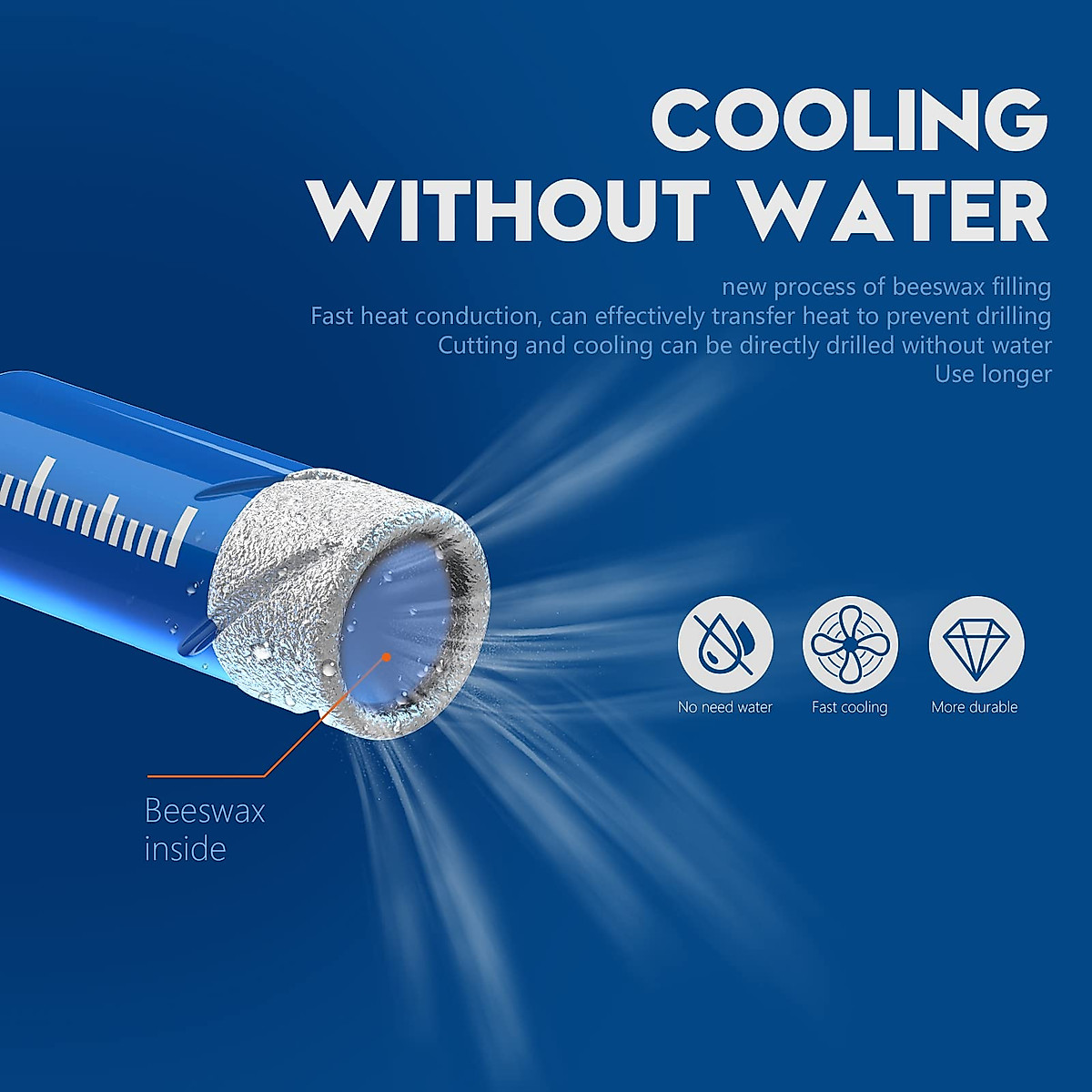 5pcs 3/16" Dry Diamond Core Drill Bits for Ceramic Porcelain Tile Granite Marble Glass Hard Materials Diamond Hole Saw Kit with Cooling Wax,Round Shank