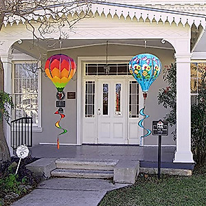 Giant Rainbow Butterfly Hot Air Balloon Garden Wind Spinners Large Pinwheels Lawn Yard Catchers Ornaments Windmills Outdoor Hanging Decor Whirligigs Wind Hanging Windsock 2Pack