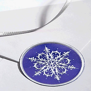 PaperDirect Blue and Silver Snowflake Embossed Foil Seals, 48 Count