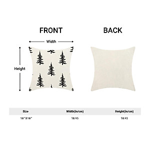 CXMEIFLY Christmas Pillow Covers 18x18 Inch Set of 2 Cream Black Christmas Tree Decor Throw Pillows Winter Xmas Holiday Outdoor Cushion Cases for Couch Bed Decorations