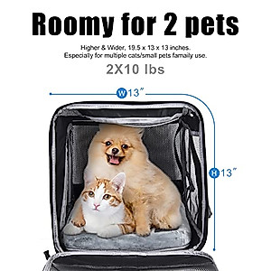 Wakytu Pet Carrier for Medium Large Cats and Dogs, Dog Carrier Travel Bag with Adequate Ventilation, 5 Mesh Windows, 3 Entrance, Locking Safety Zippers, Padded Shoulder and Carrying Strap, Large