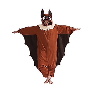 vavalad Adult Bat Onesie Pajamas Animal Cosplay Costume Halloween One-Piece Jumpsuit for women men