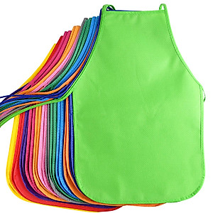 KUUQA 24 Pack 12 Colors Kids Art Aprons Children Painting Aprons Art Smocks for Craft, Kitchen, Classroom