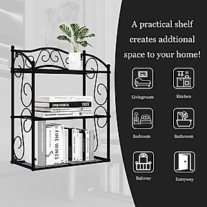 YADOOLIFE Metal Wire Wall Shelf Unit, 3-Tier Wall Mounted Floating Shelves with Liners, Hanging/Standing Storage Shelving Rack for Pantry Bathroom Office Home Organization (Black)