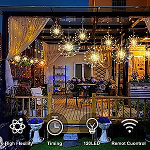 Happy Spark Firework Lights 2 Pack String Lights 8 Modes Waterproof Battery Operated Chandelier Outdoor Fairy Lights with Remote, Fireworks Lights Indoor Decorative Hanging Decorations Lights