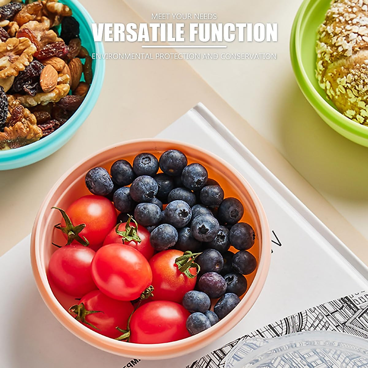 DOERDO 3Pcs Round Bagel Storage Container, Donut Keeper Holder, Round Microwave Safe Containers for Home Kitchen, 3Colors, 5.4x5.4x2.7Inch