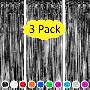Vanujoy 3pcs Macaron Purple Tinsel Foil Fringe Backdrop Curtains Party Decoration - Party Door Wall Streamer Photo Backdrop for Birthday Wedding Engagement Bridal Shower Decoration
