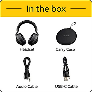 Jabra Elite 85h Wireless Noise-Canceling Headphones, Titanium Black – Over Ear Bluetooth Headphones Compatible with iPhone & Android - Built-in Microphone, Long Battery Life - Rain & Water Resistant