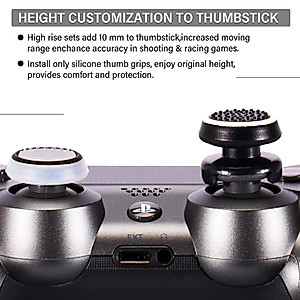 Playrealm FPS Thumbstick Extender & Printing Rubber Silicone Grip Cover 2 Sets for PS5 Dualsenese & PS4 Controller (Black+Clear)