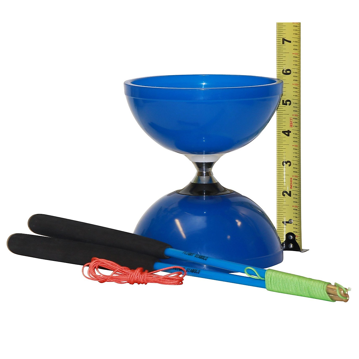 Flight Pro Triple Bearing Medium 5” Blue Chinese Yoyo Diabolo Toy with Carbon Sticks