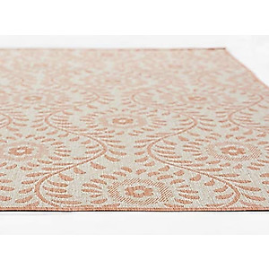 Momeni Riviera Transitional Indoor/Outdoor Area Rug, Coral, 5'3" X 7'