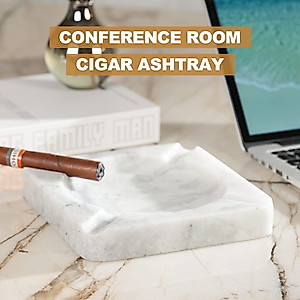 Koville African Natural Marble Cigar Ashtray, 7.28" Large Square Cigarettes Ash Tray, Cool Ashtrays for Patio, Indoor, Smoking Accessory for Home Office Hotel Decor(Namib Fantasy)