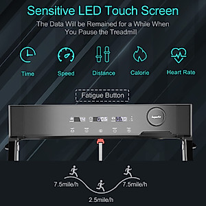 GYMAX Folding Treadmill, 4HP Running Machine with LED Touch Screen, Smart APP Connection, Free Installation Fitness Workout Treadmill for Home Gym