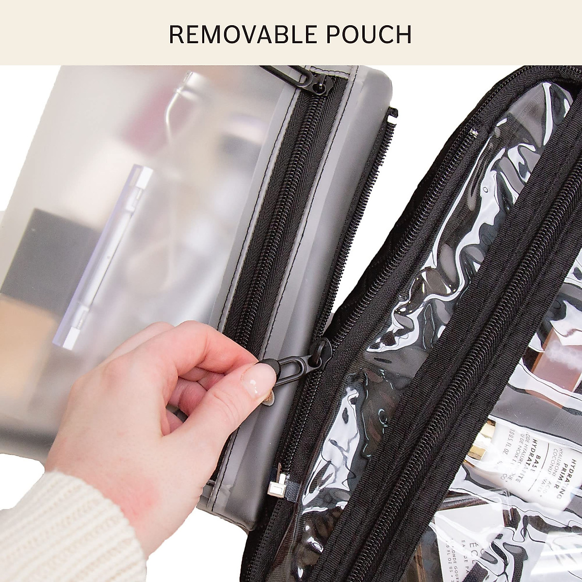 Jadyn Hanging Toiletry Bag, Expandable Toiletry Organizer for Women, Water Resistant Large Travel Cosmetic Bag for Full Size Makeup, Toiletries, Lotion, Shampoo, Accessories (Navy Floral)