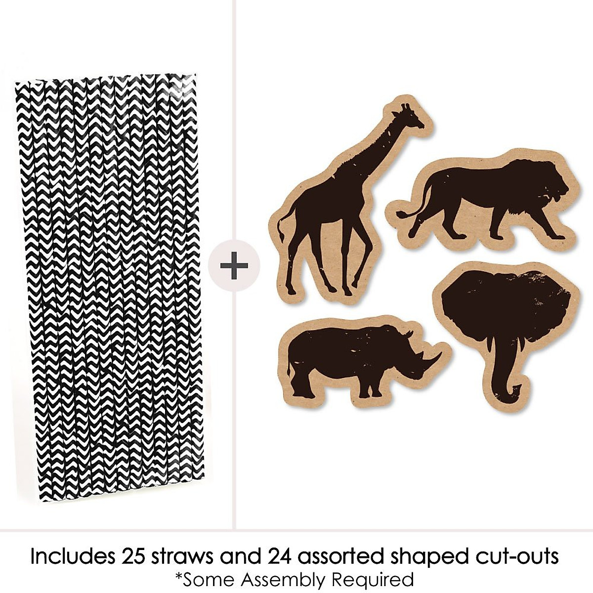 Wild Safari - Paper Straw Decor - African Jungle Adventure Birthday Party or Baby Shower Striped Decorative Straws - Set of 24