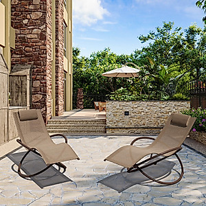 JEAREY Rocking Lounge Chair Outdoor Patio Lounge Chairs with Foam Armrest Chaise Lounge Patio Lounge Chairs for Poolside, Deck, Backyard
