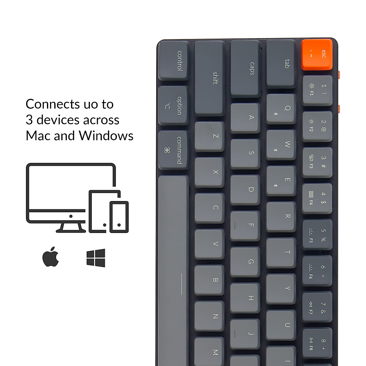 Keychron K7 Ultra-Slim 65% Layout 68 Keys Wireless Bluetooth/Wired Mechanical Keyboard, Hot Swappable Low-Profile Gateron Brown Switch White LED Backlit Keyboard Compatible with Mac Windows