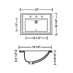 Miseno MLD-2318-3-W Miseno MLD-2318-3 23" Drop In Bathroom Sink with 3 Holes Drilled and Overflow