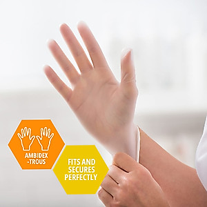 Med PRIDE Vinyl Gloves| Medium Box of 100| 4.3 mil Thick, Powder-Free, Non-Sterile, Heavy Duty Disposable Gloves| Professional Grade for Healthcare, Medical, Food Handling, and More