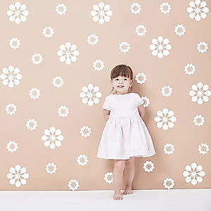 200Pcs Daisy Wall Decals Peel and Stick White Daisy Stickers Flower Wall Stickers Daisy Flower Wallpaper Window Clings Polka Dots Art Murals Wall Decal for Kids Baby Girls Bedroom Living Room Decor