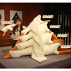 Giant Goose Stuffed Animal, 19.6 Inch Soft White Goose Plush Pillow, Cute Duck Plush Toy Swan Plushie Doll Sleeping Hugging Pillows Gift for Girls Boys